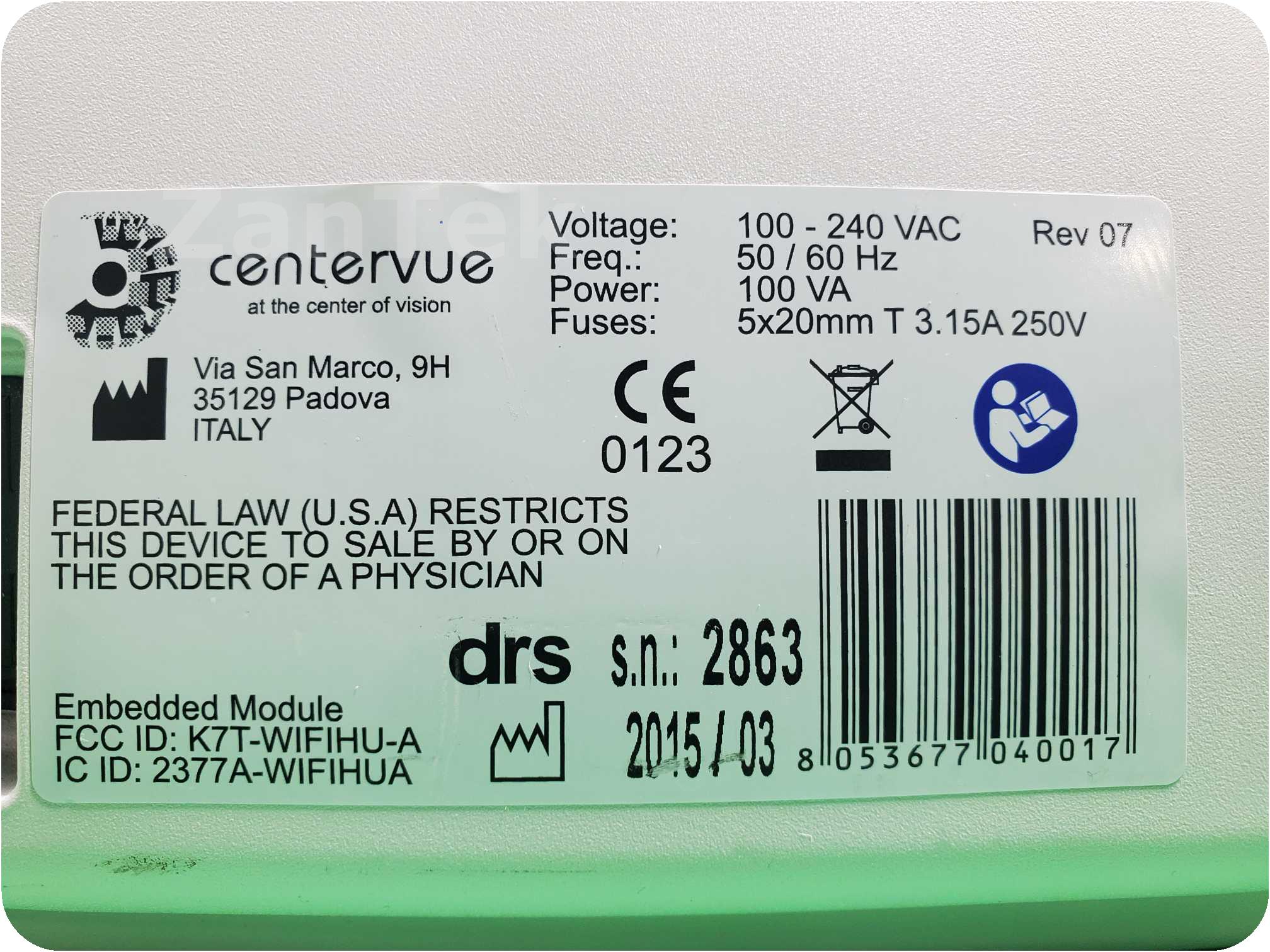 Zantek Medical - 322320-Centervue DRS Automatic Retinal Camera ...