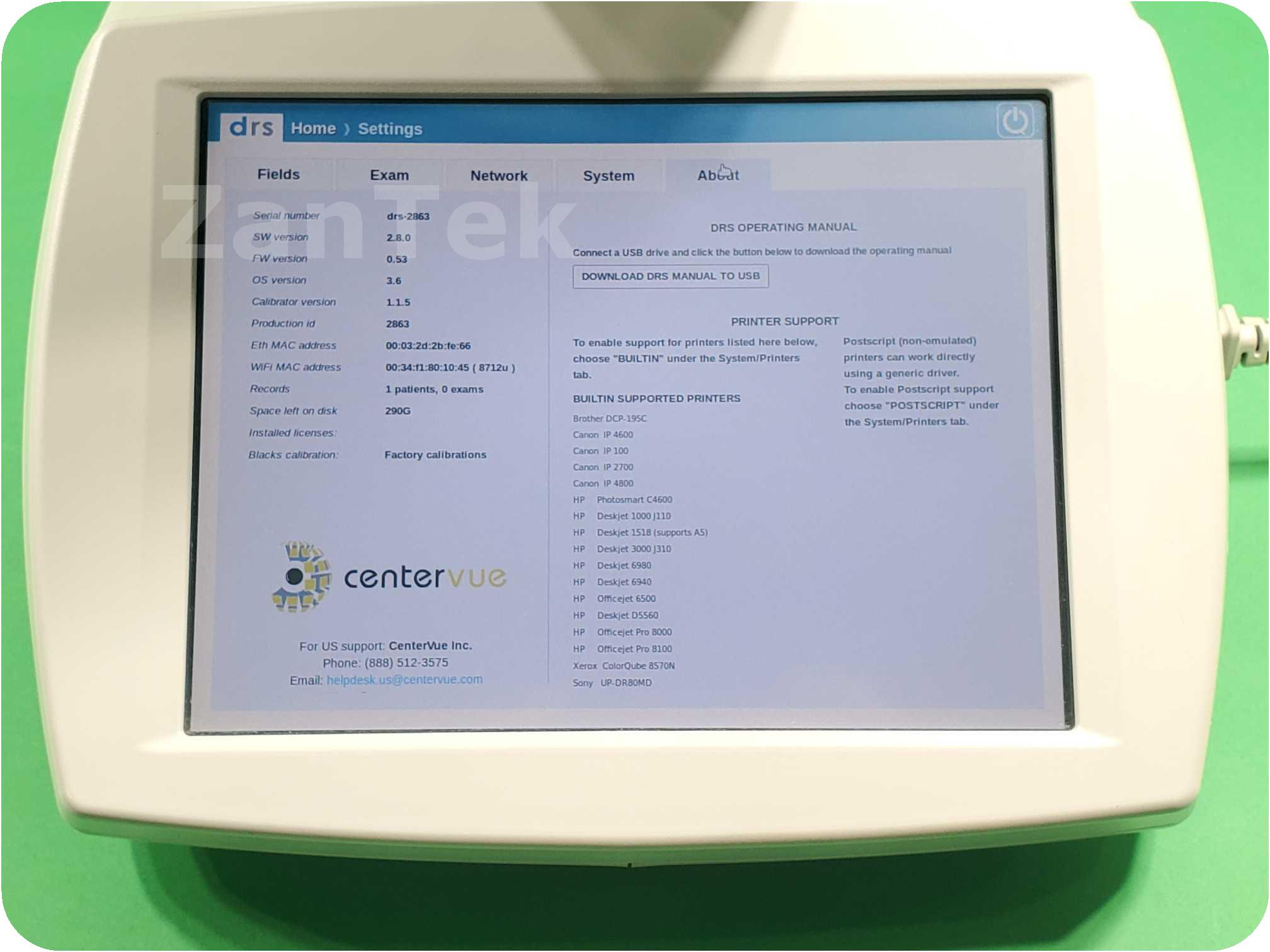 Zantek Medical - 322320-Centervue DRS Automatic Retinal Camera ...