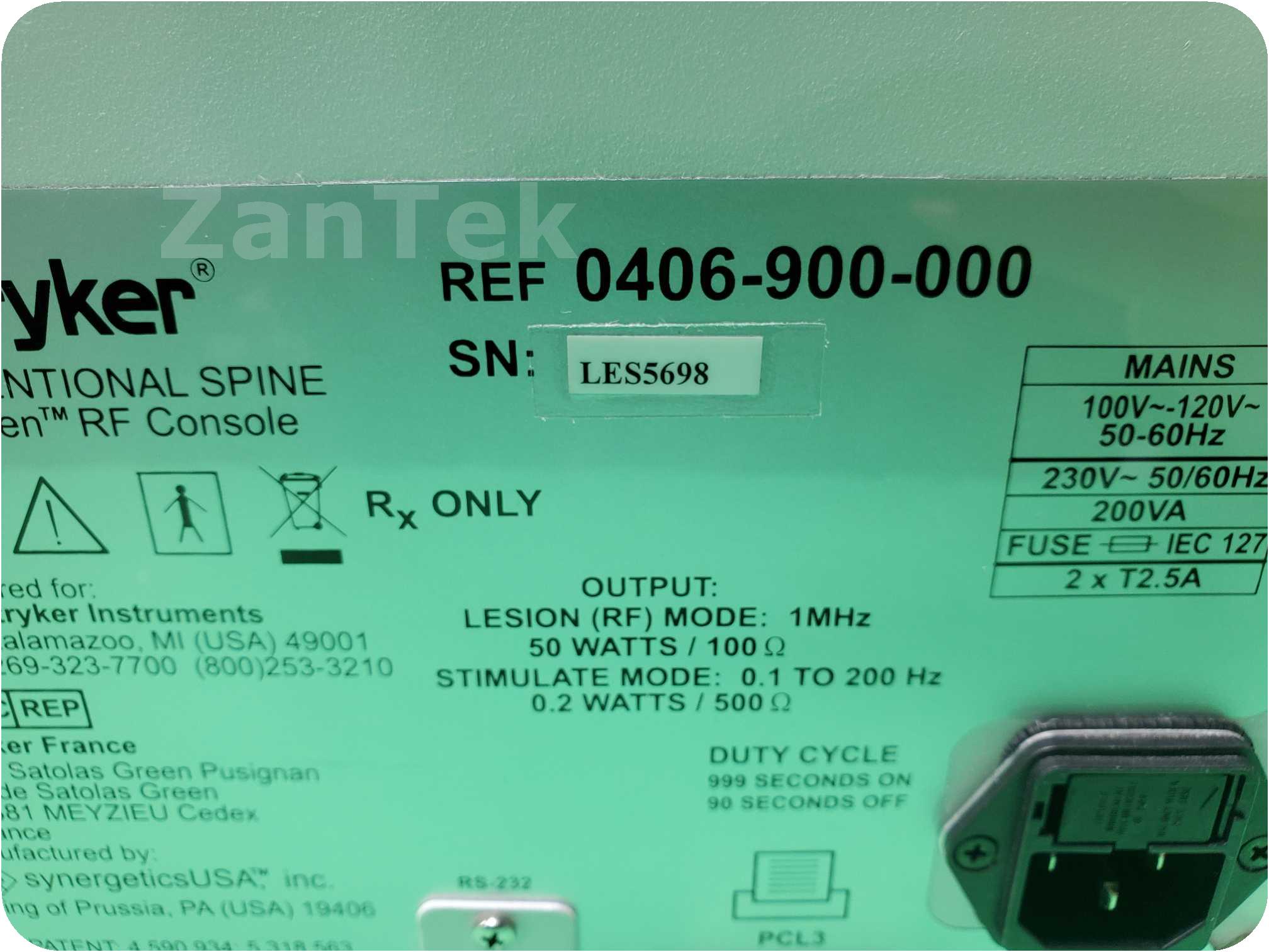 Zantek Medical - 322451-Stryker Multigen RF 406-900 Pain Management ...