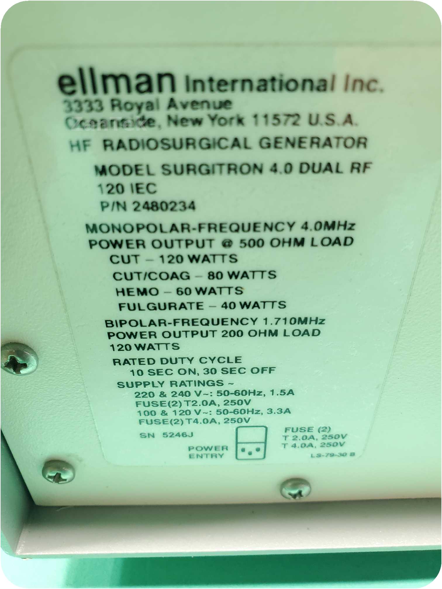 Zantek Medical - 327225-Ellman Surgitron 4.0 Dual RF 120 IEC Generator