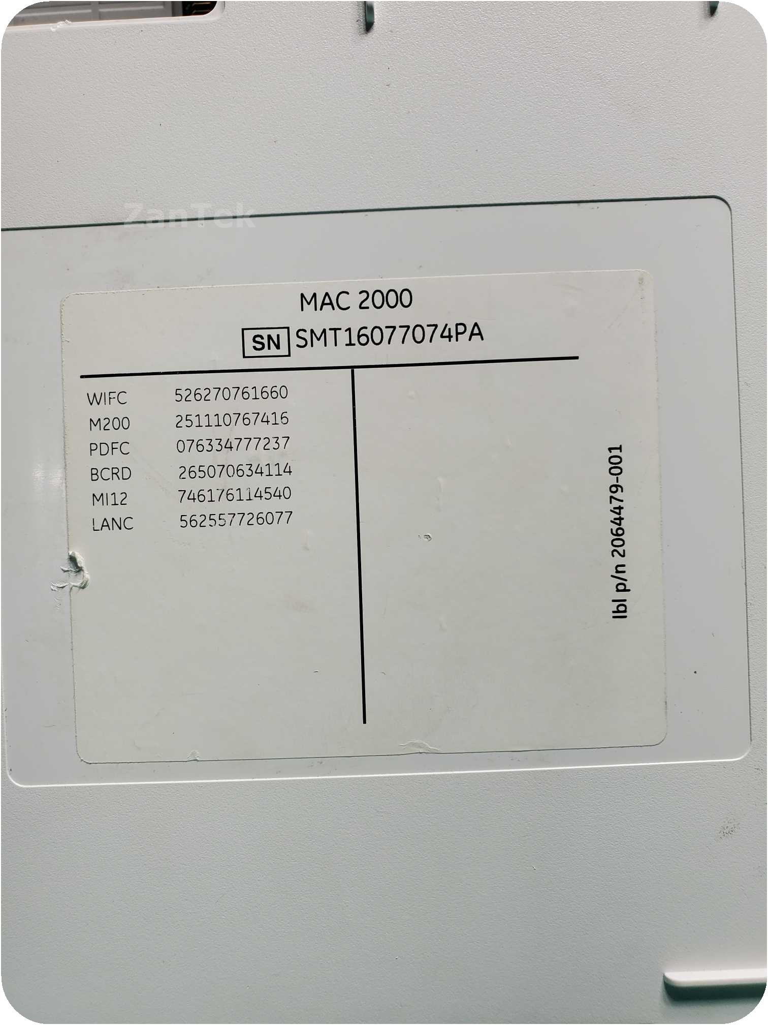 Zantek Medical - 333095-GE MAC 2000 12 Lead Resting EKG ECG System