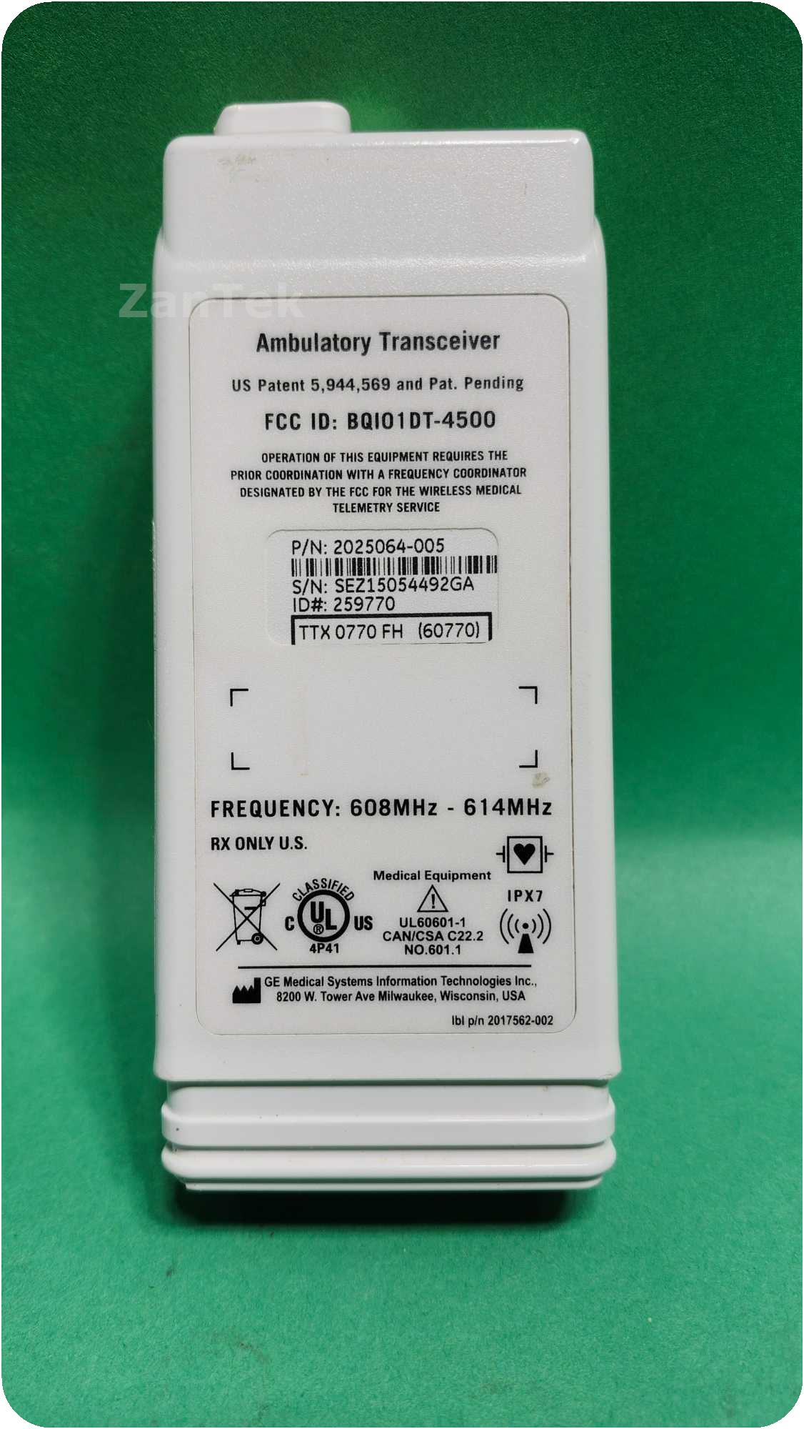 Zantek Medical - 355461-GE ApexPro FH Telemetry Transmitter